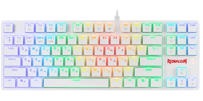 Клавиатура механическая Redragon Anubis RGB Bluetooth, Wireless, USB белая