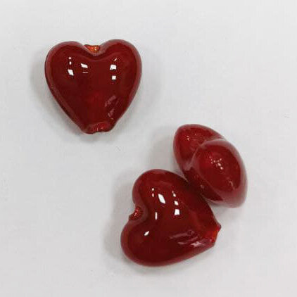 Бусина лэмпворк, 16х15х10мм, сердечко, красное, 5 шт.