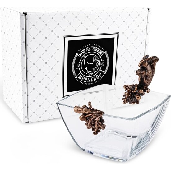 Чаша для орехов Кольчугинский Мельхиор "Белка" медная с черным КМ2070ЧШ06