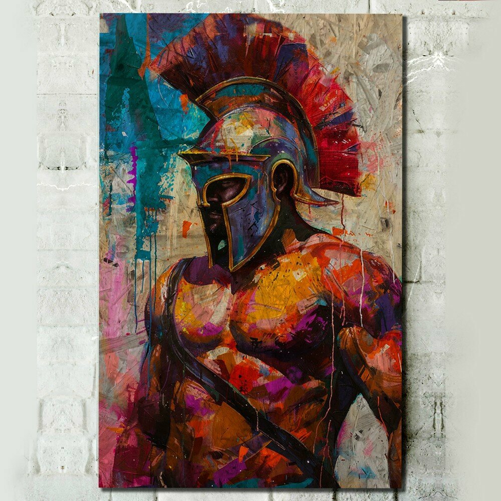 Картина интерьерная на рельефной доске гладиатор (gladiator, история, спартанец, картина маслом) - 15721 В