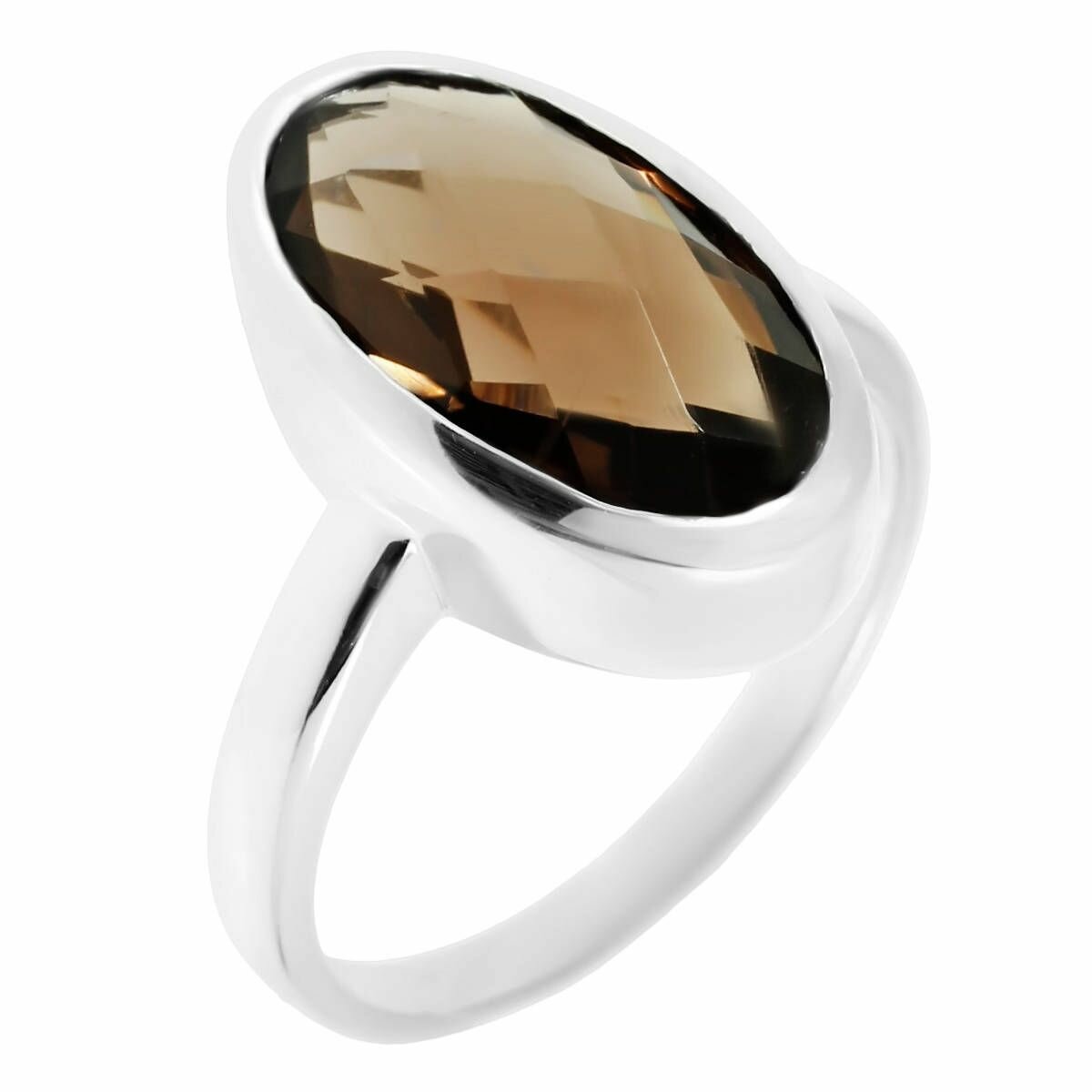 Кольцо тонкое, серебро, 925 проба, родирование, раухтопаз