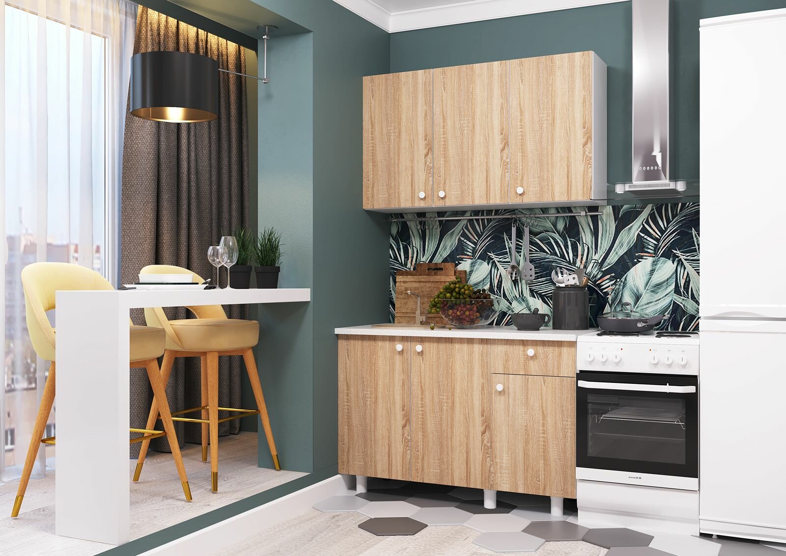 Кухня Point 120, цвет Белый/Сонома