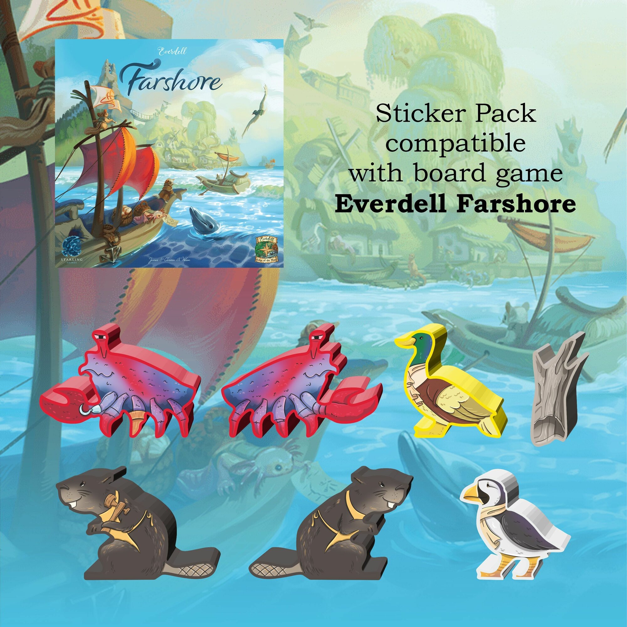 Стикерпак для настольной игры Everdell Farshore (Эверделл. Дальний берег)