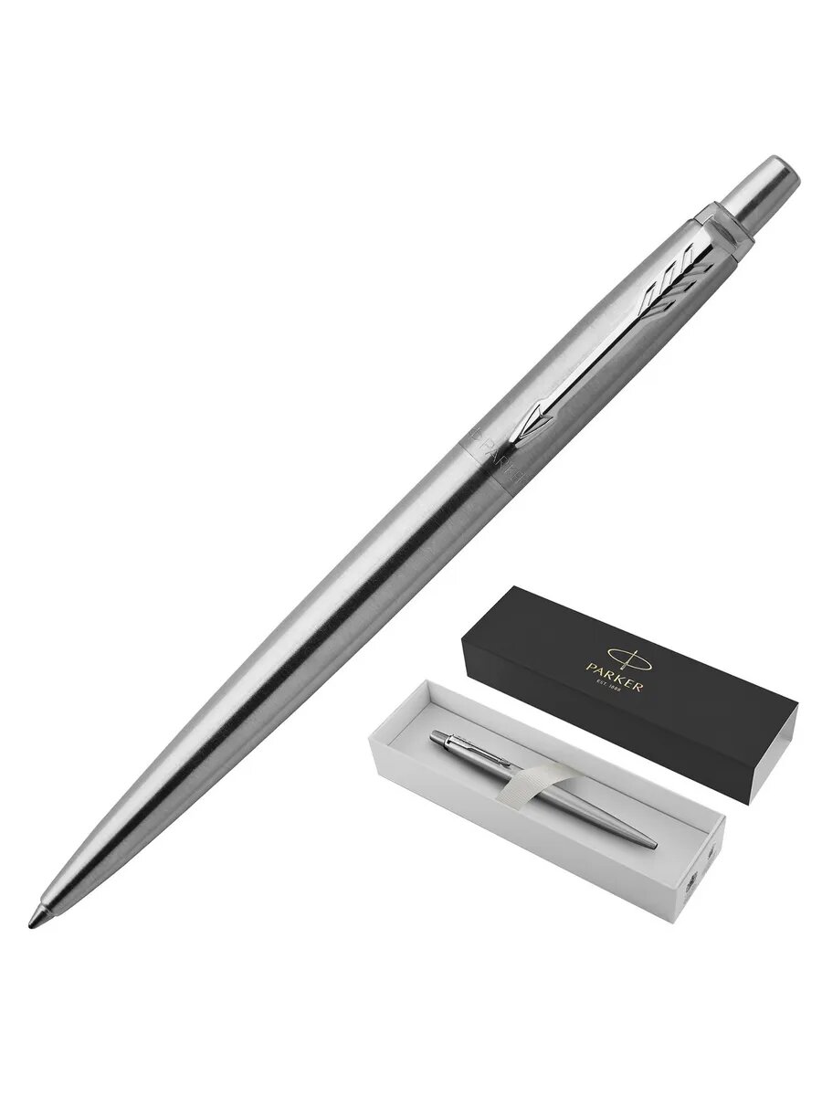 Ручка шариковая, корпус серебристый, синяя