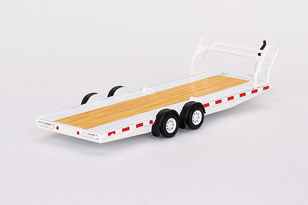 Модель коллекционная Trailer car transporter yellow-white / прицеп для перевозки автомобилей (длина модели 6-10 см)