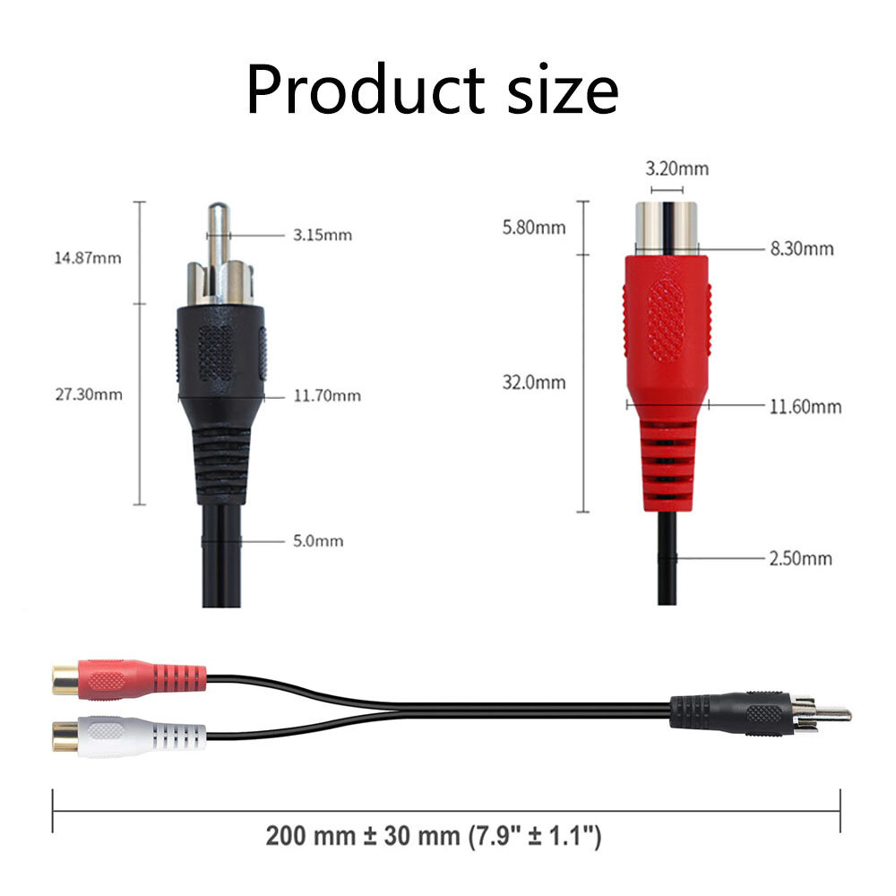 2шт Штекер Rca К 2 Штекерам Rca Аудио Адаптер Динамика Y-Образный Кабель-Разветвитель