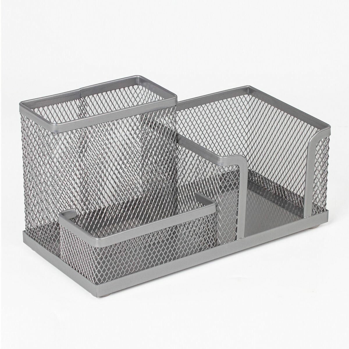 Подставка для канцелярских принадлежностей Brauberg Germanium, металл, 3 отделения, серебристая (231987)