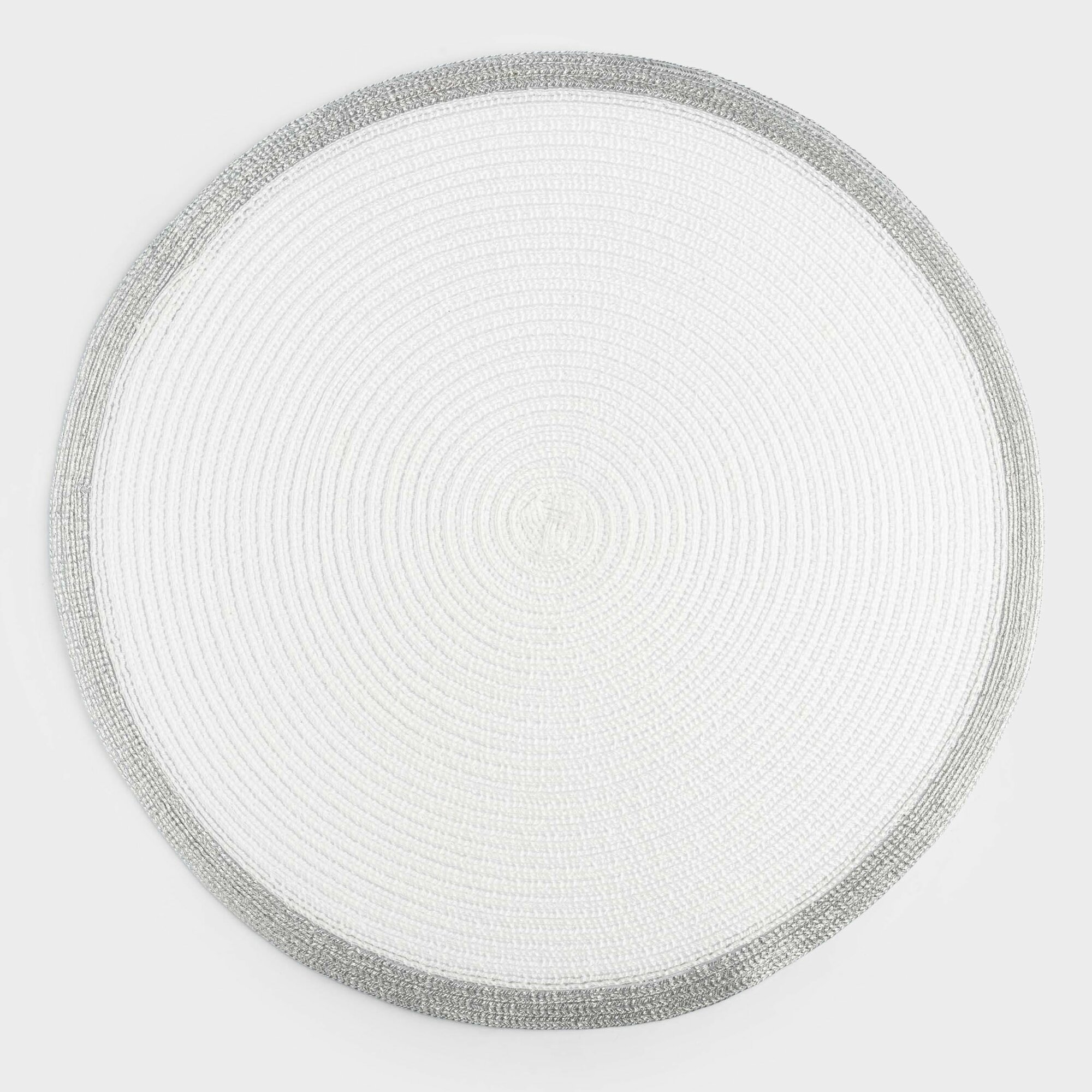 Салфетка под приборы, 38 см, полиэстер, круглая, белая, Серебристая кайма, Rotary rim, Kuchenland