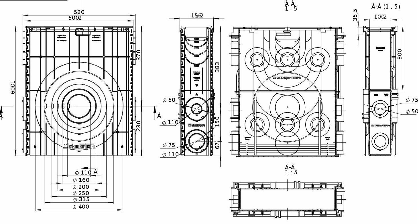 Пескоуловитель Standartpark PolyMax Basic, сборный, черный, 156x500x600 мм — фото 1