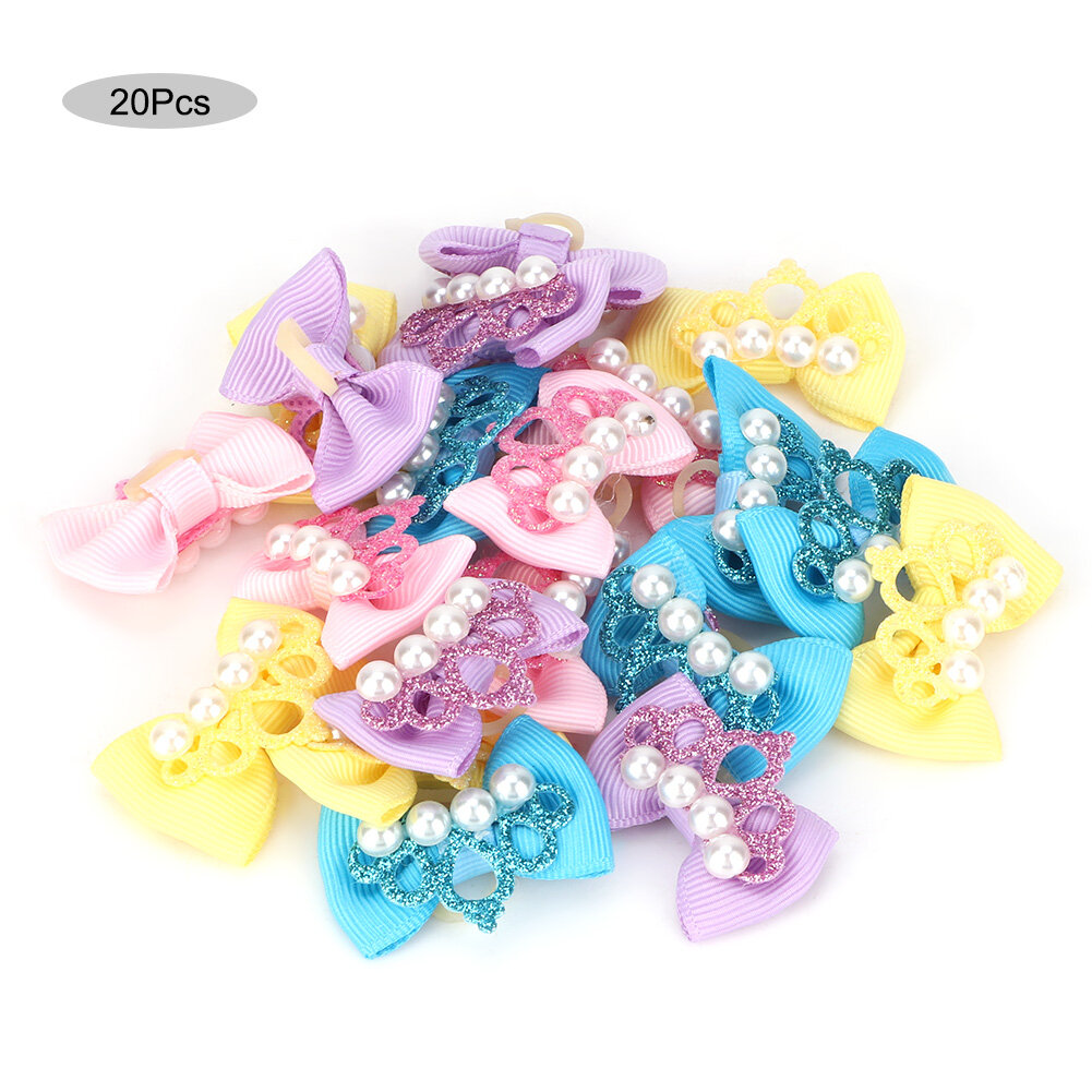 20pcs Pet Hair Bows, Crown Easy To Wear Dog Puppy for Home Outdoor