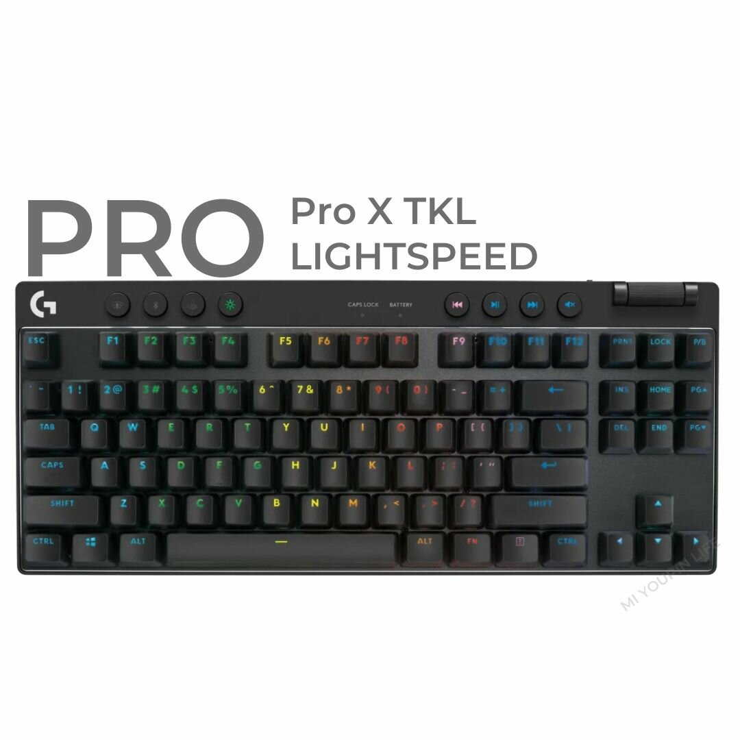 Игровая беспроводной механическая клавиатура Logitech Pro X TKL LIGHTSPEED Bluetooth LIGHTSYNC RGB, черный