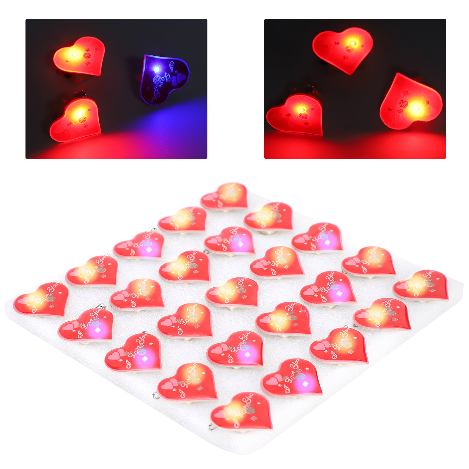 25 шт. милые светодиодные рождественские броши в форме сердца, значки на булавках для поделок, декора одежды, сувениров для вечеринок