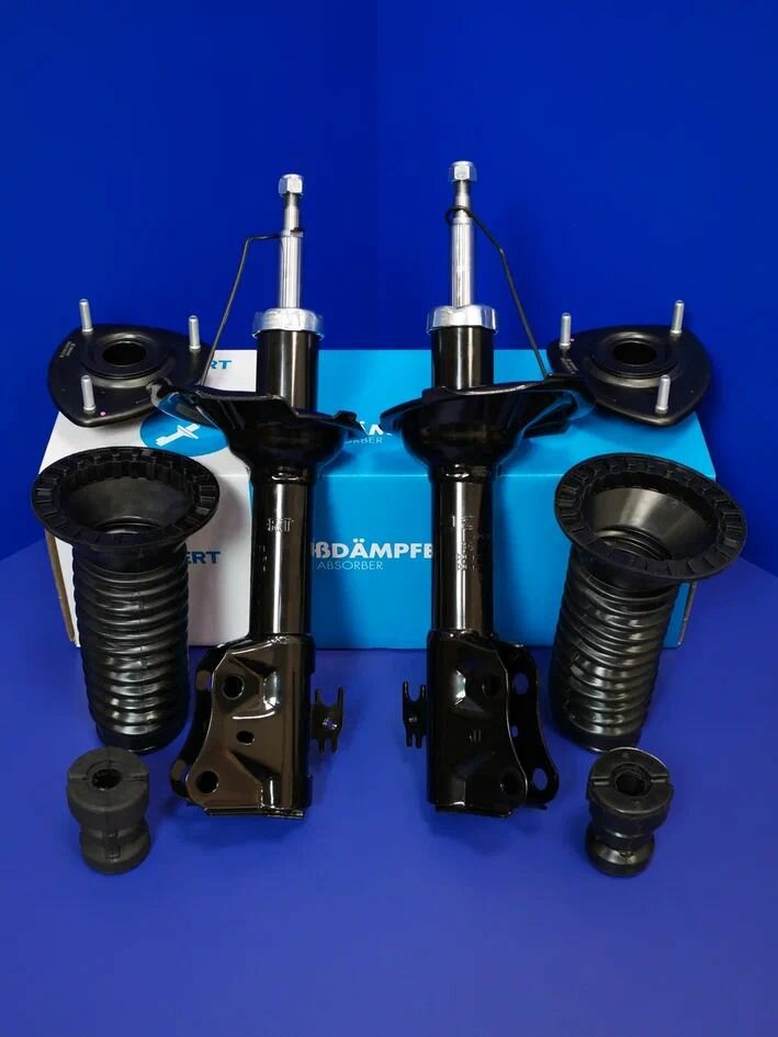 Пара передних амортизаторов с пыльниками, отбойниками, опорами в сборе с подшипниками Zekkert Германия на Geely MK, Geely MK Cross . Стойка, амортизатор Джилли Мк, Джилли МК Кросс