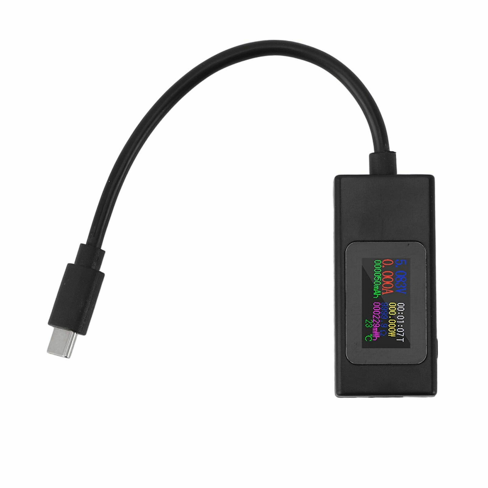 USB-C тестер с цветным экраном, двунаправленный, измеритель тока и напряжения, черный
