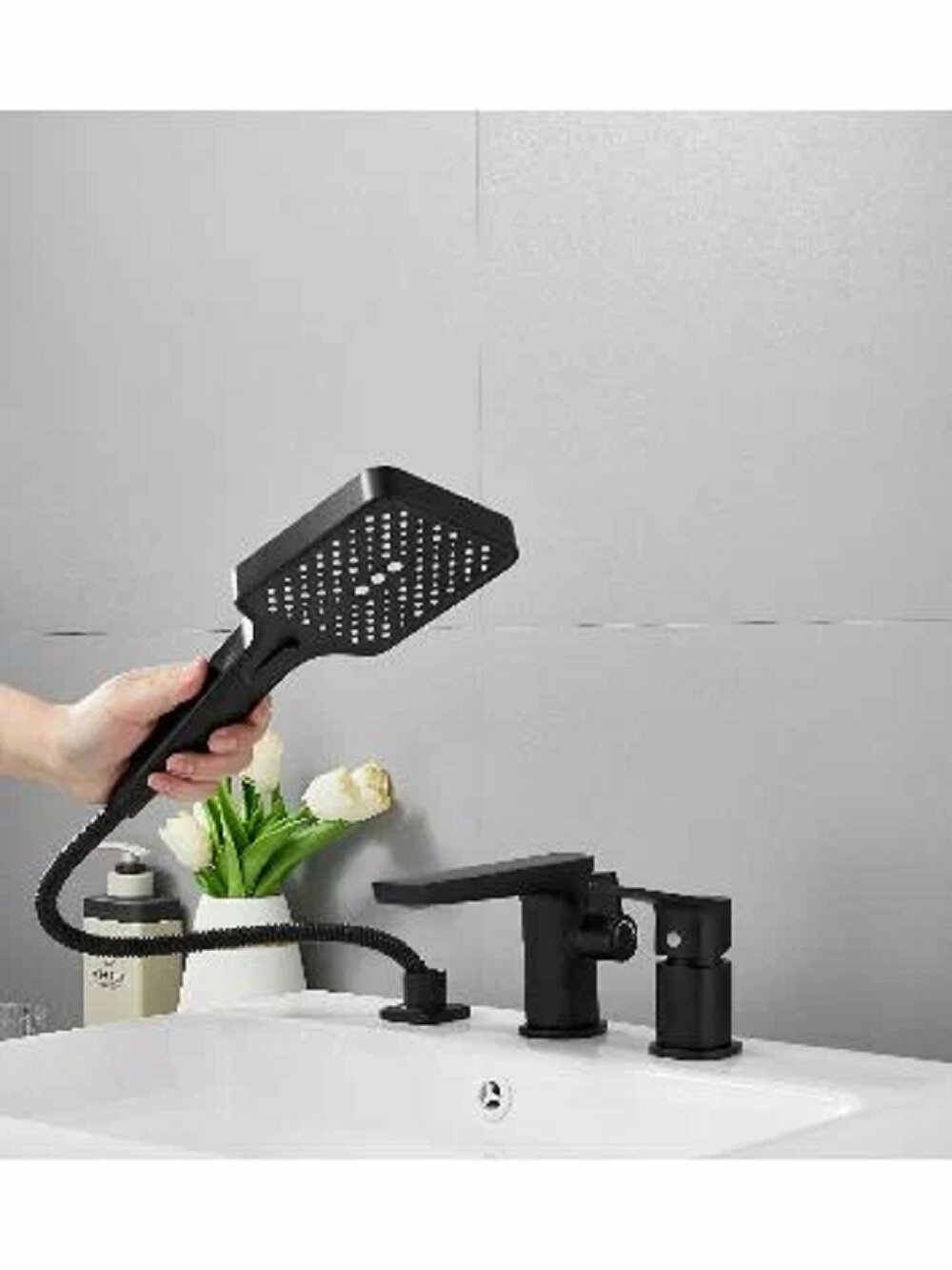 Смеситель для ванны Belz B66715-7, встраиваемый, чёрный, латунь