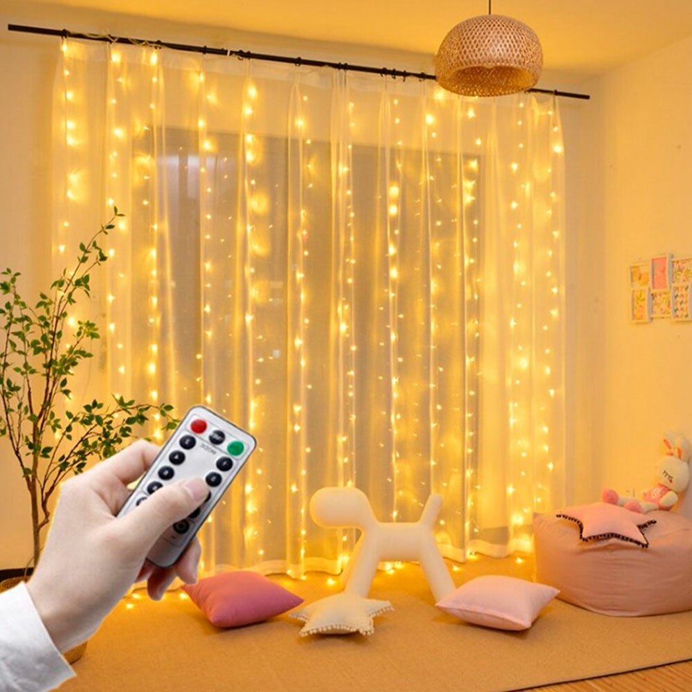 Гирлянда Роса Штора 3х3 метра 300 LED 5v USB с пультом 3000K Giant4