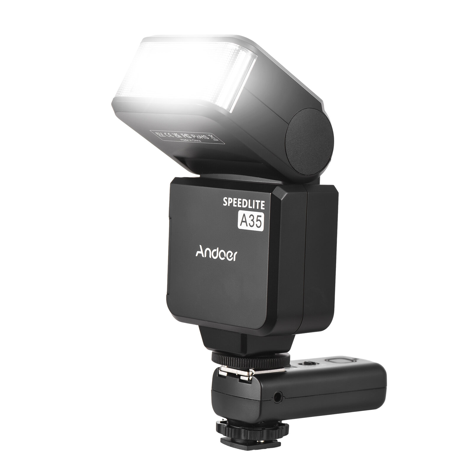 Andoer A35 Universal On-Camera Flash Electronic Speedlite с универсальным горячим обувью GN32 Беспроводной триггер 1-4S переработки с триггерной передатчиком Speedlite, совместимыми с Canon Sony Nikon Panasonic Olympus Pentax и другими камерами DSLR