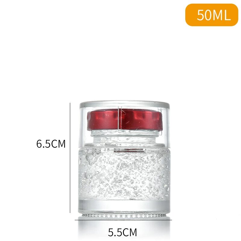 Овальная стеклянная бутылка 50 мл с красной крышкой, набор из 10 шт. для хранения питательных продуктов