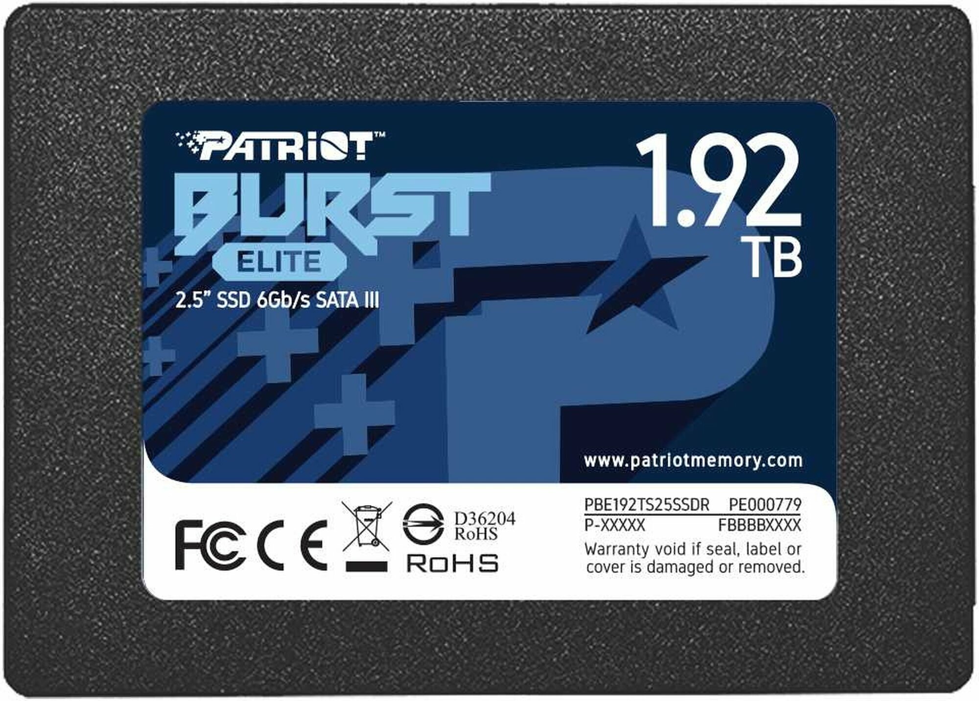 Твердотельный накопитель Patriot Burst Elite 1966.08ГБ, 2.5", SATA III PBE192TS25SSDR
