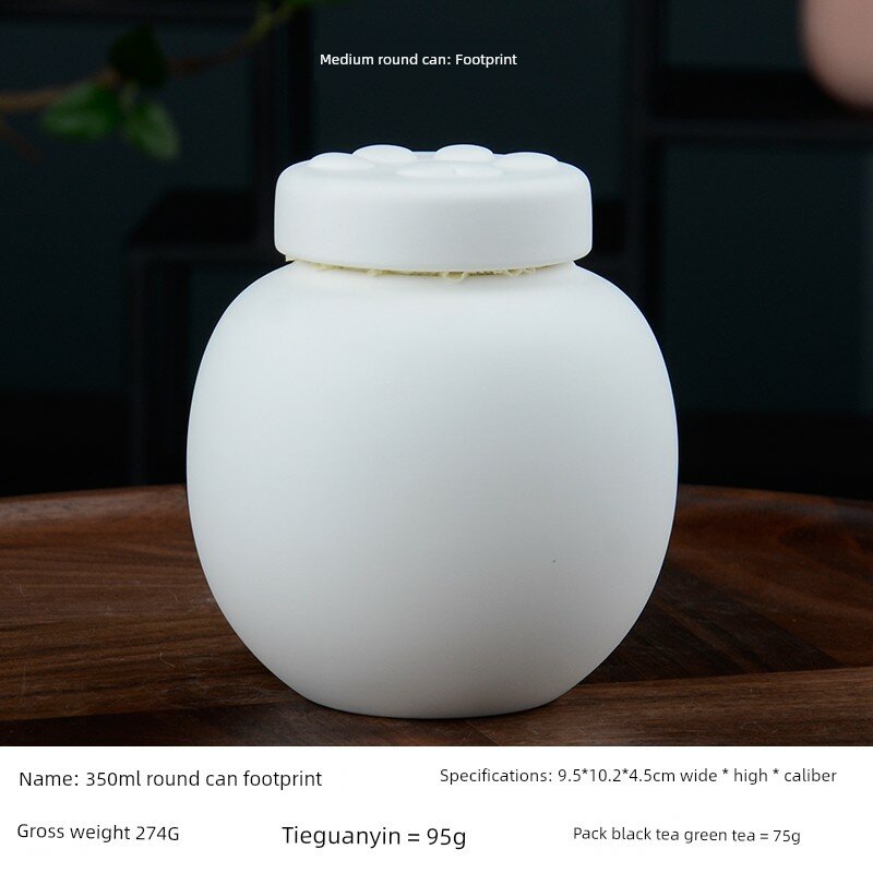 Керамическая банка для хранения с герметичной крышкой, влагонепроницаемая, белая, простая, круглая, для чая, коробка
