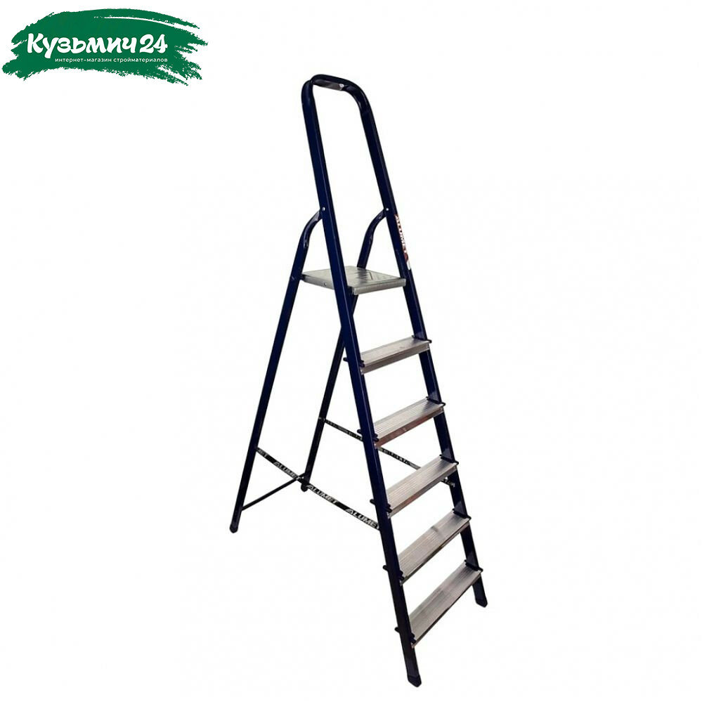 Лестница-стремянка Алюмет, 6 ступеней, 1 секция, стальная, нагрузка до 150 кг