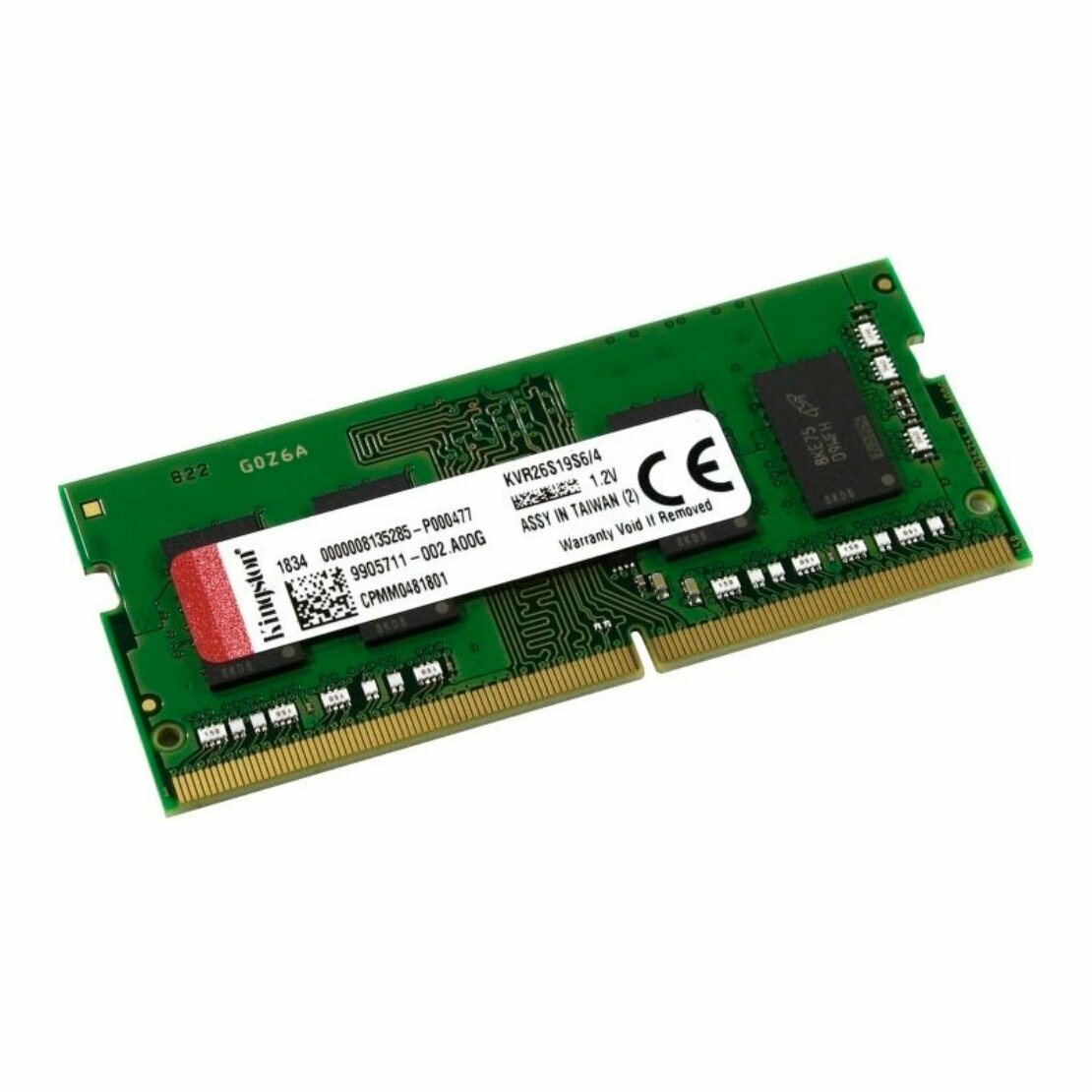 Оперативная память Kingston KVR26S19S6/4, 4Gb, DDR4, SODIMM, 2666 МГц, зеленый
