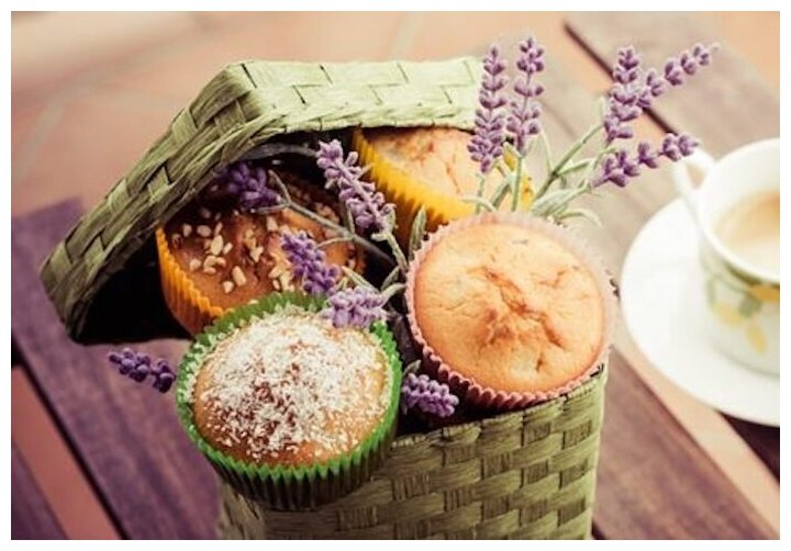 Набор алмазной вышивки "Кексы и лаванда", размер 50х35см, 54 цвета