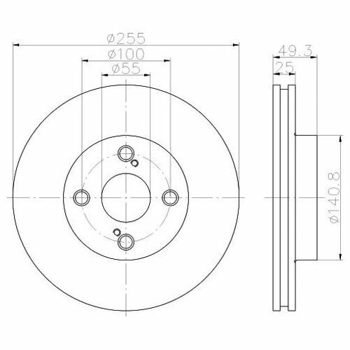 Тормозной диск передний Textar 92125903 для Toyota Corolla, Prius