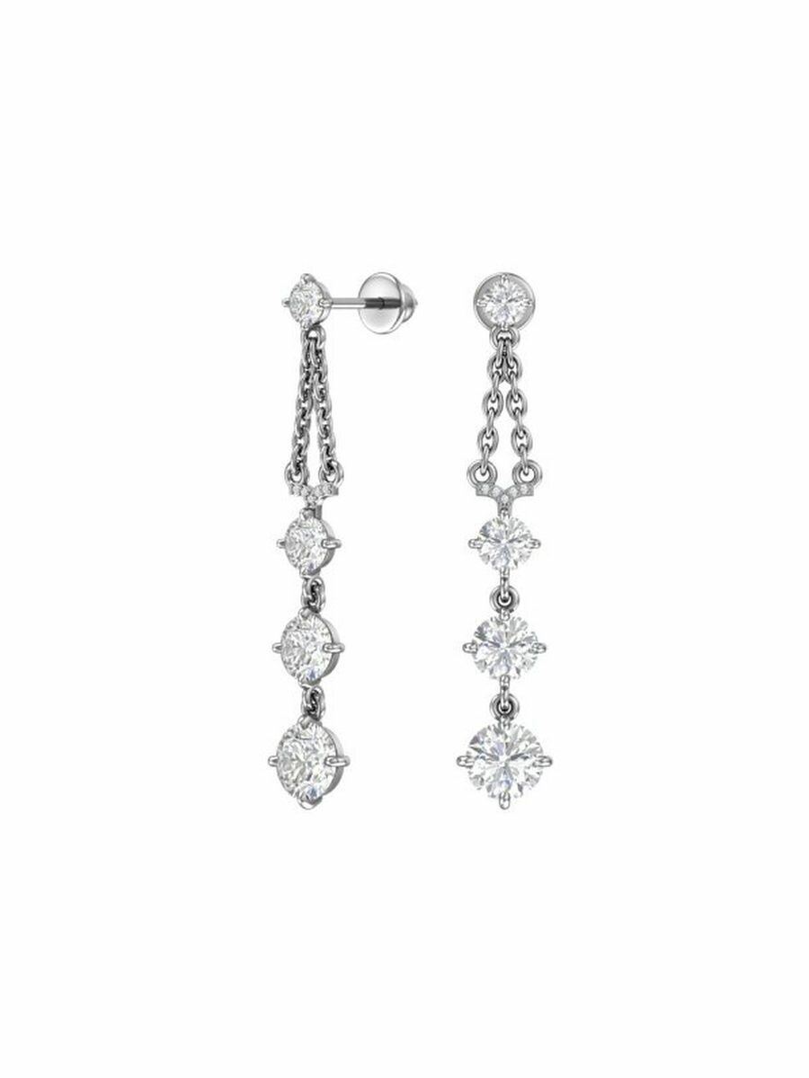 Серьги пусеты, серебро, 925 проба, родирование, фианит