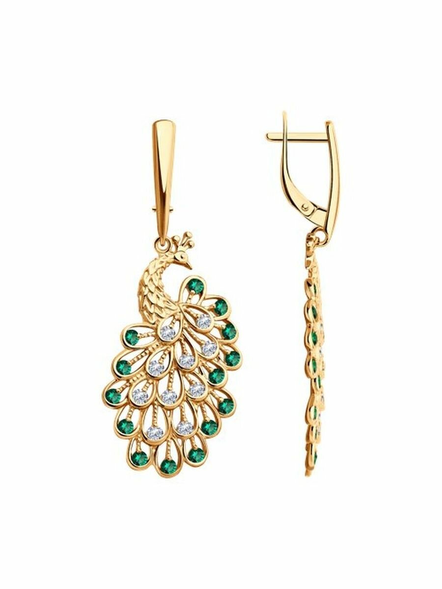 Серьги, серебро, 925 проба, родирование, фианит