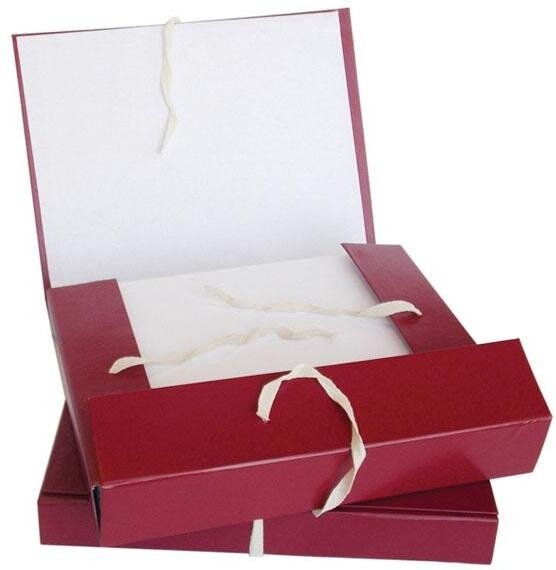 Спейс 158542 Папка архивная с жесткими клапанами, с 4 завязками, красный, спейс