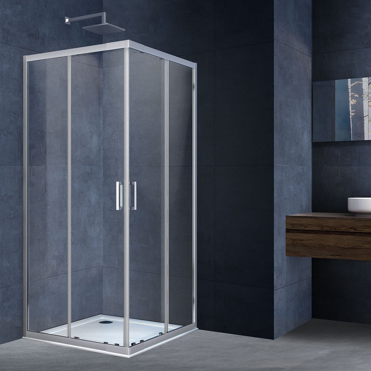 Душевой уголок Vincea Rapid VSS-3R90/10CL (90-100)x(90-100) профиль хром, стекло прозрачное