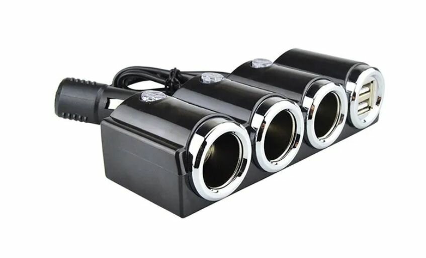 Разветвитель прикуривателя 2USB 3 разъема