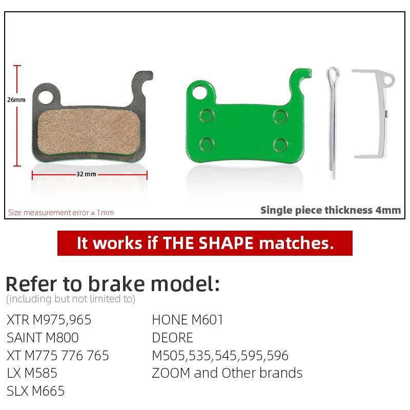 Керамические тормозные колодки nodafa зелёные для Shimano SRAM AVID HAYES MAGURA Зеленый, 824