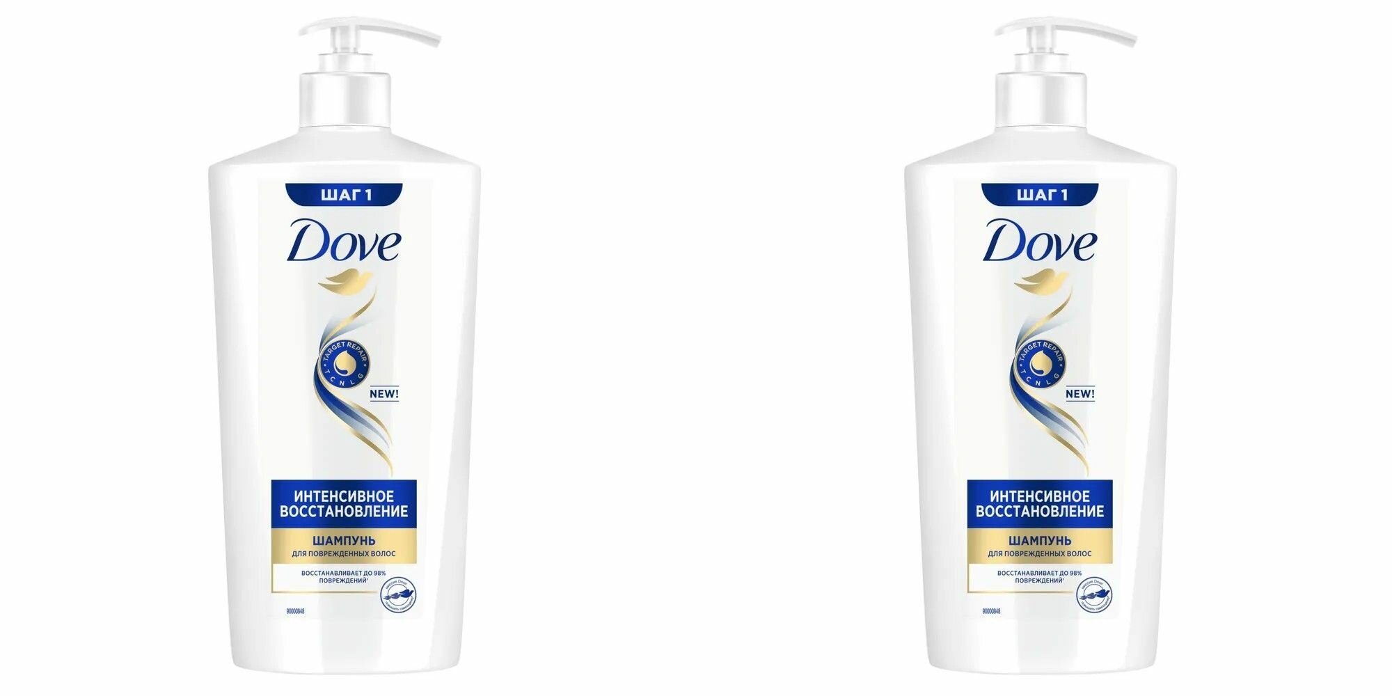 Dove Шампунь для волос, Интенсивное восстановление, 630 мл, 2 шт