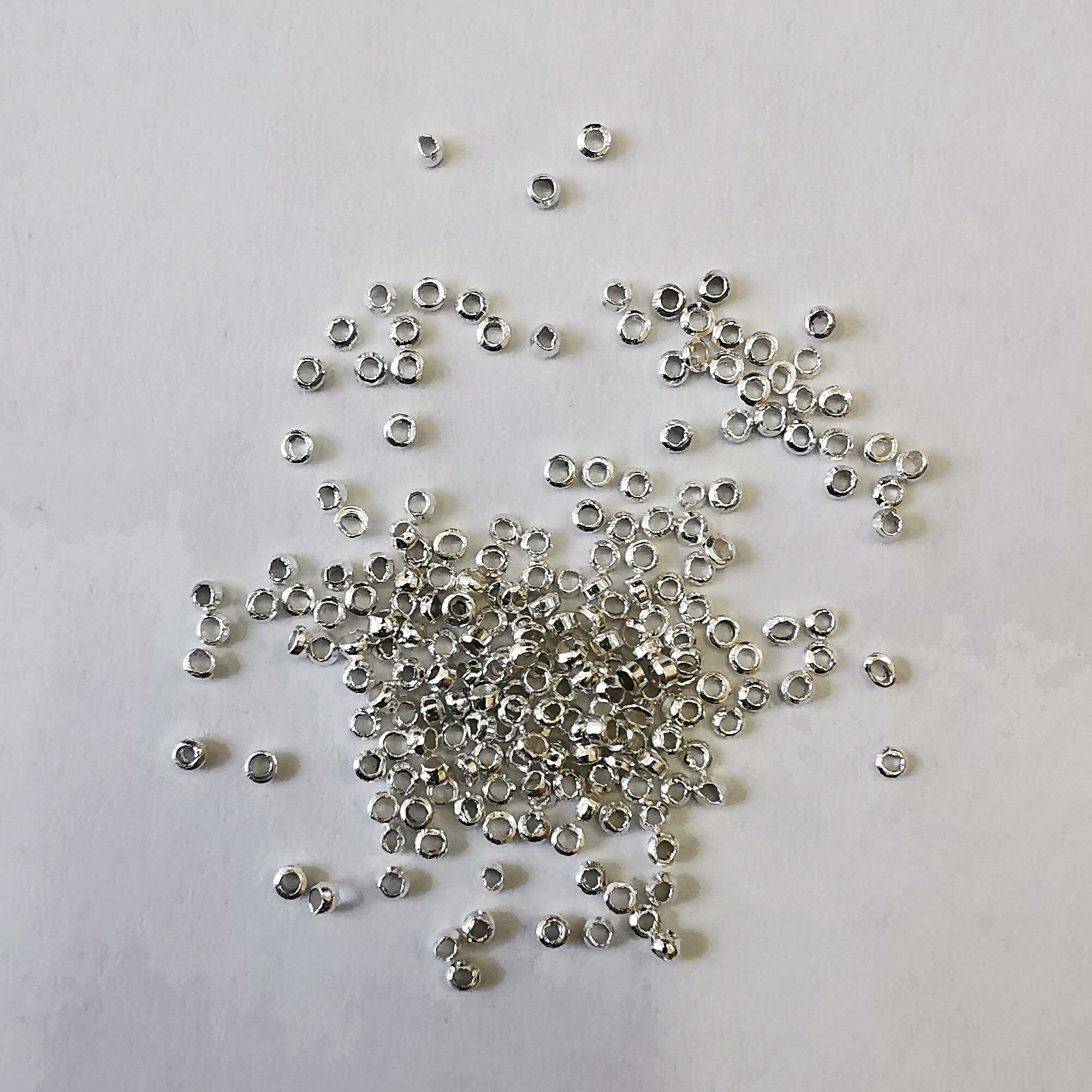 Кримпы, 1.5х1мм, микрокримпы, базовый материал - латунь, стального цвета, 2 грамма