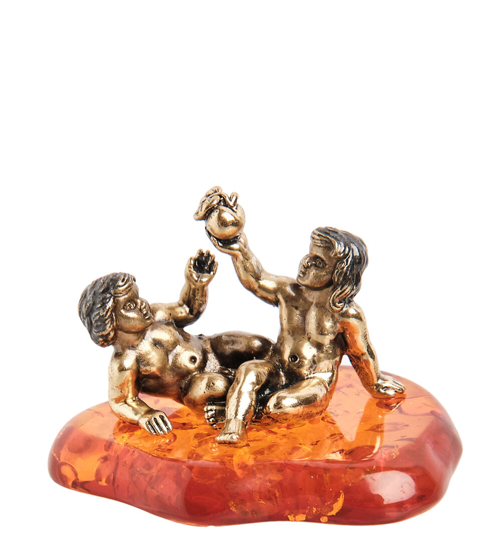 Фигурка 'Знак зодиака-Близнецы' (латунь, янтарь)