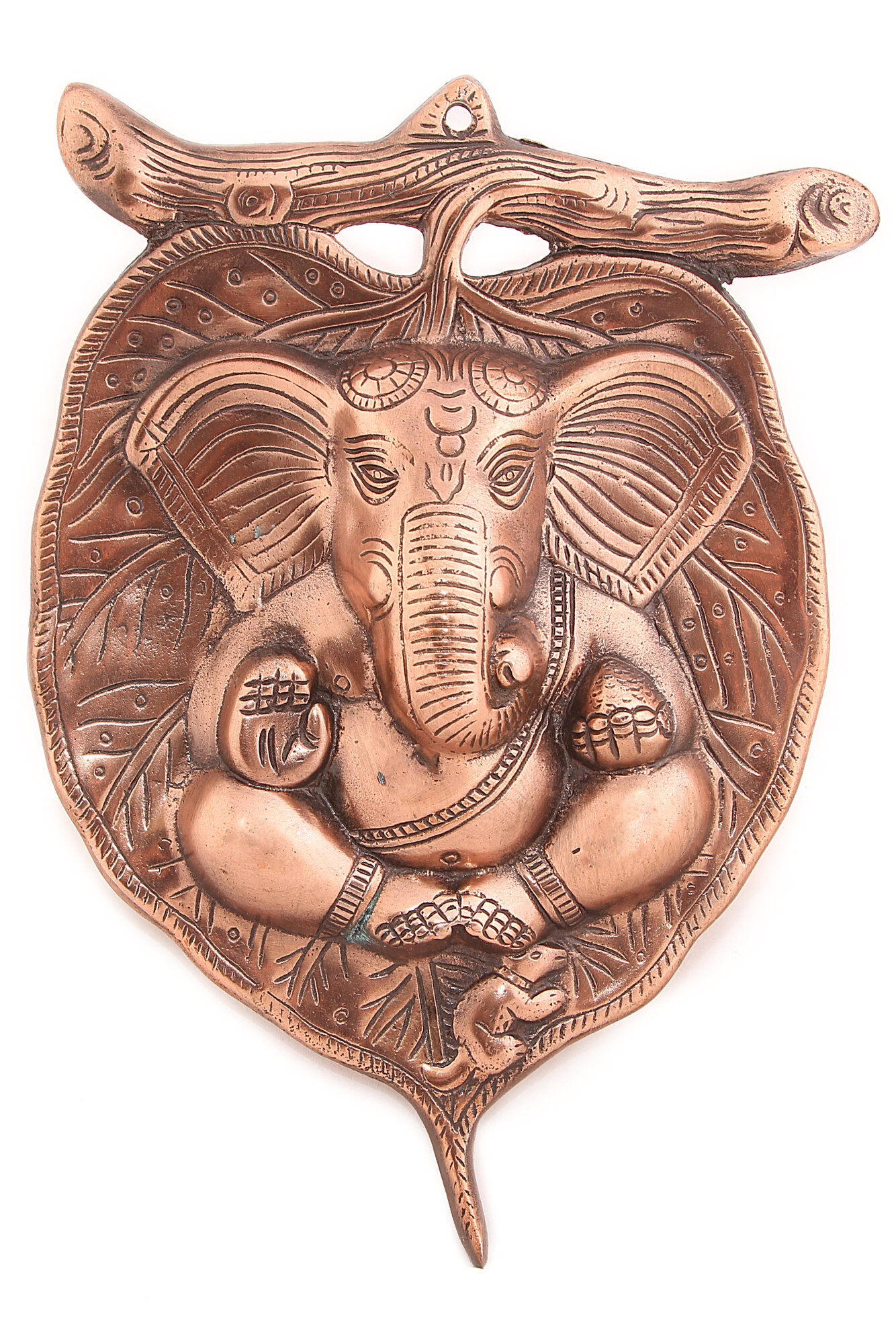 Панно ганеш на листе - L100 (силумин, 31 на 21 см.), 1 шт.