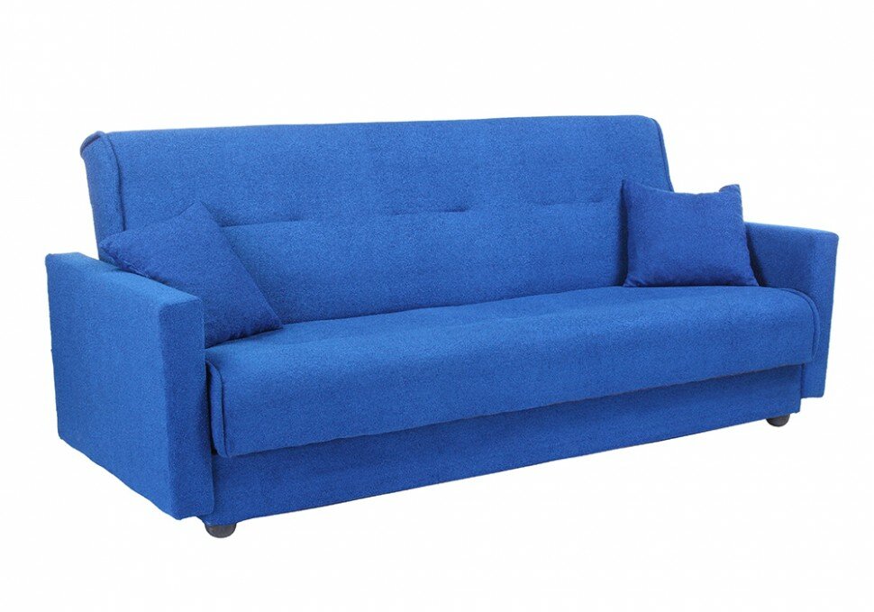 Прямой диван Астра (Милан) Синий Микровелюр, книжка, 215х95х90 см, с ящиком для белья