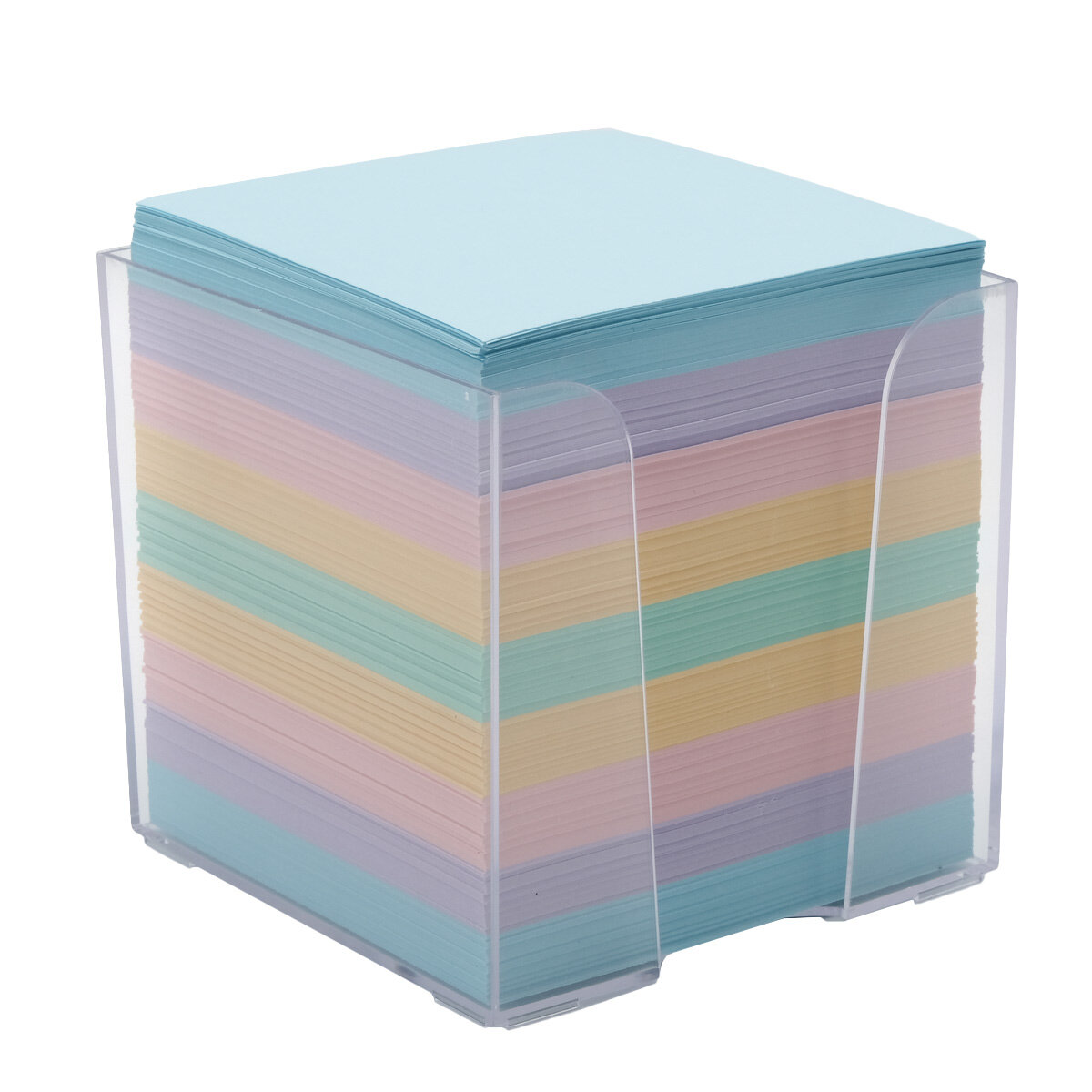 LAMARK73 Бумага для записи 90*90мм 900л цветная в прозр. пластик. боксе