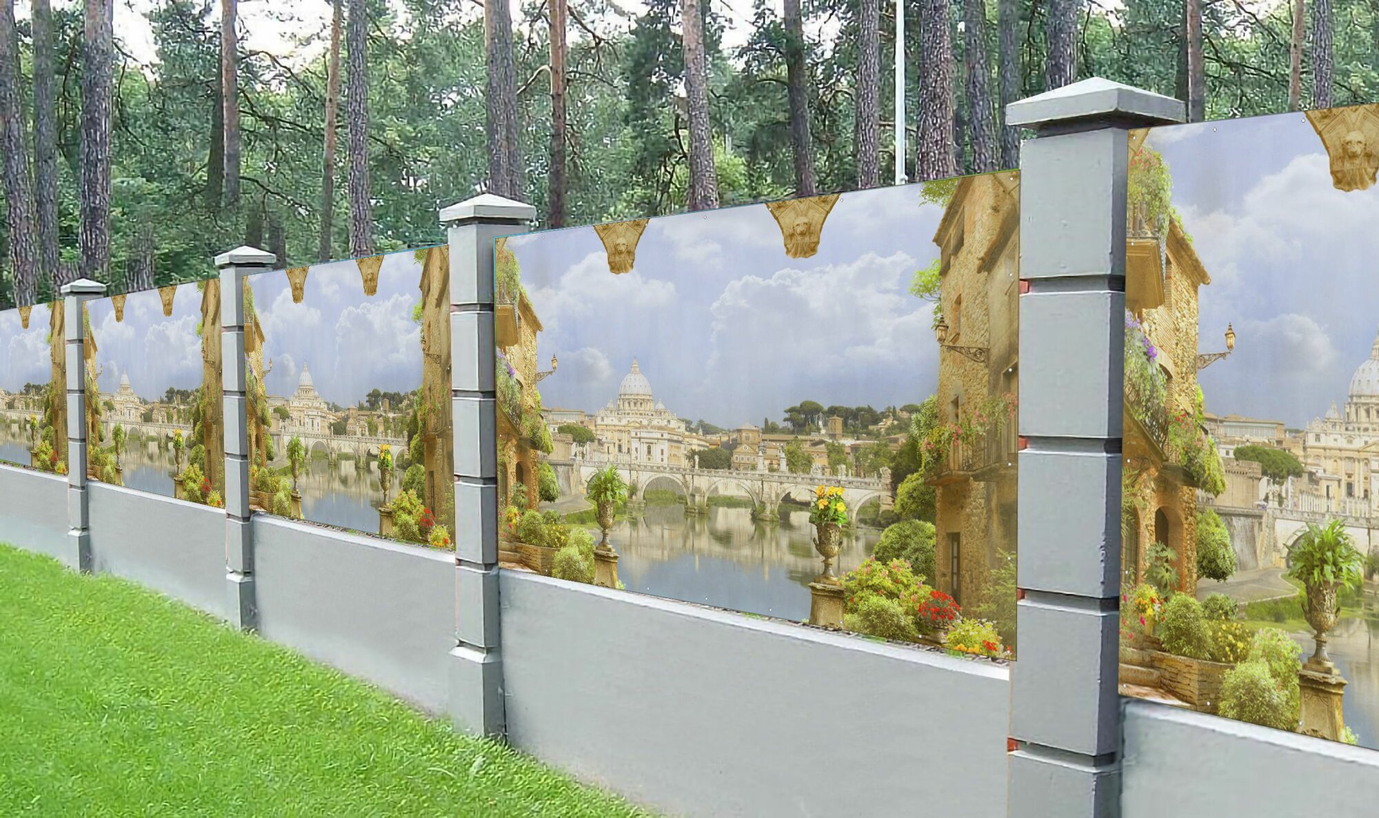 Фотосетка для забора, фасада Фотофасад с люверсами 2,4 х 1,5 м