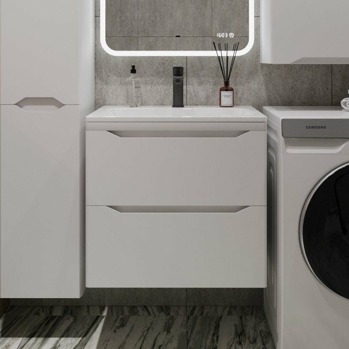 Тумба с раковиной Style Line Марелла 70 подвесная, белая матовая