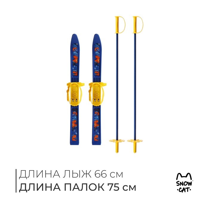 Комплект лыжный детский Snow Cat: лыжи 66 см, палки 75 см, 9897500