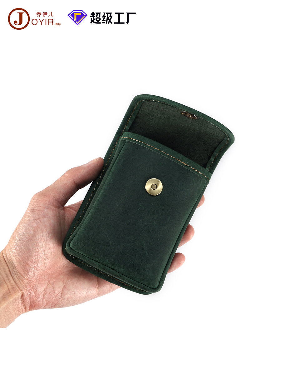 2026 Кожаный кошелек Crazy Horse для монет, поясная сумка для хранения монет, настоящая кожа, мужская сумка, ретро поясная сумка, сумка из Гуанчжоу