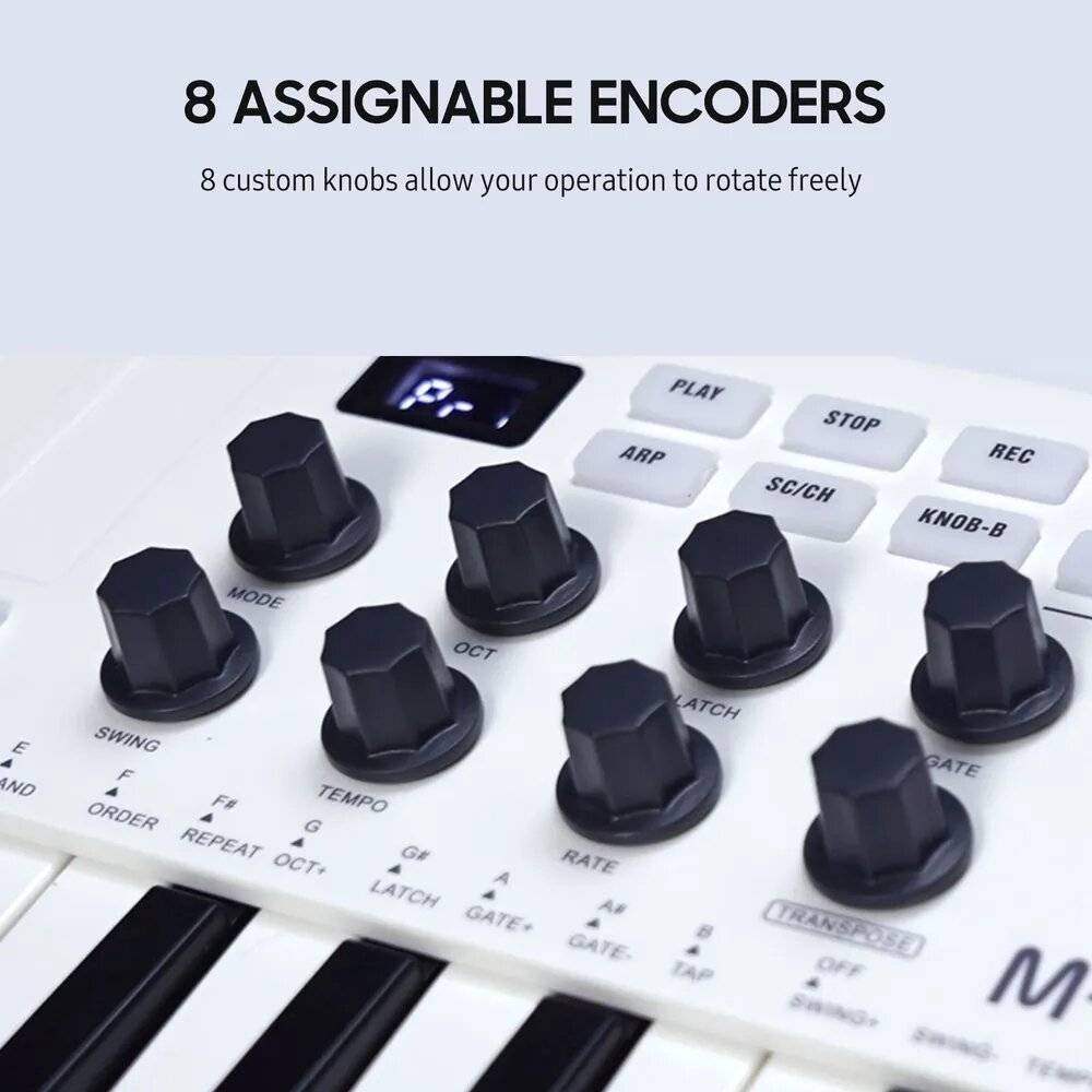 M-VAVE MIDI-клавиатура портативная, 25 клавиш, с арпеджиатором, выход на наушники, работа от батареек — фото 1