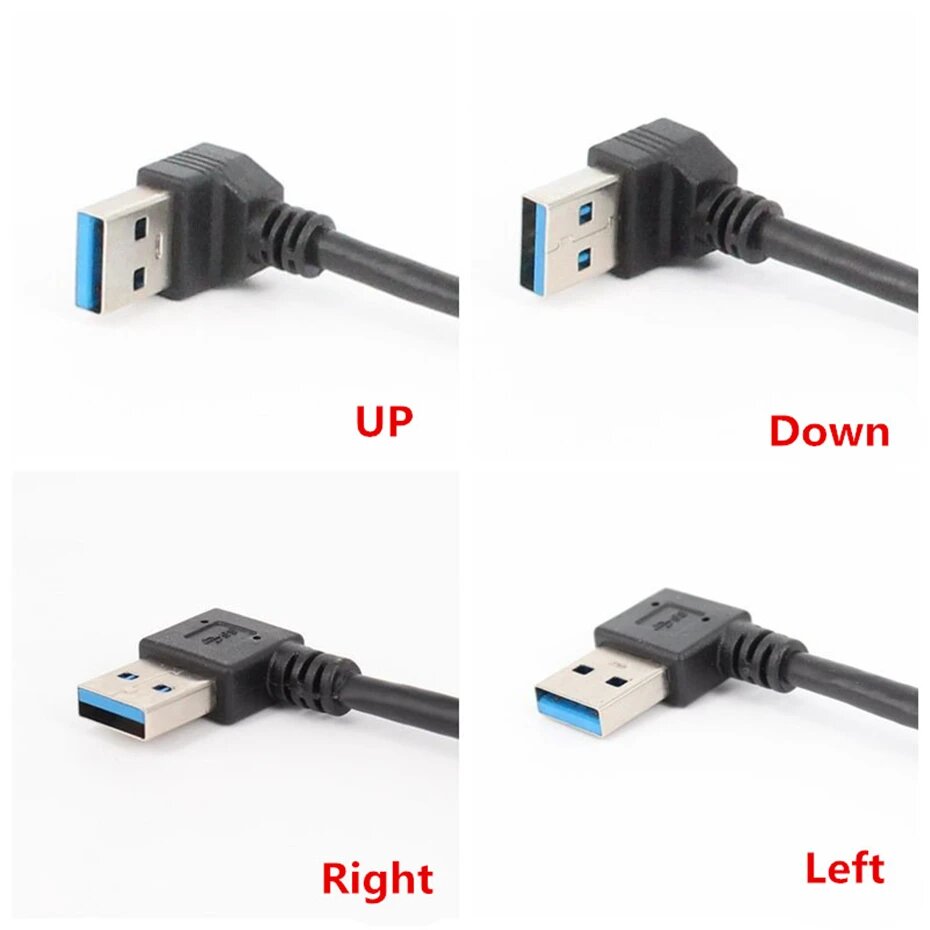 USB 3.0 кабель 90° UP, 20cm, черный