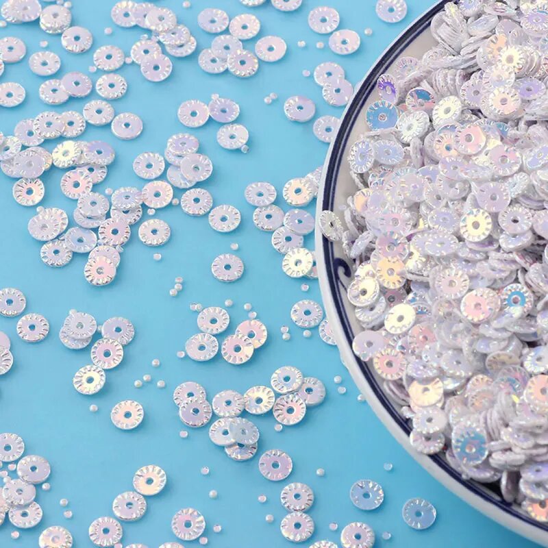 Золотые объемные блестки ПВХ 4 мм Белый, 4mm 10g, white 2