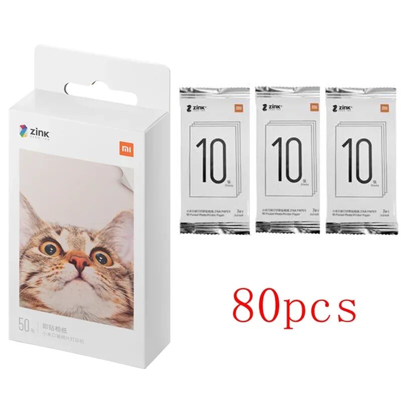 Бумага для фотопечати Xiaomi ZINK 10/50/100 листов 80pc
