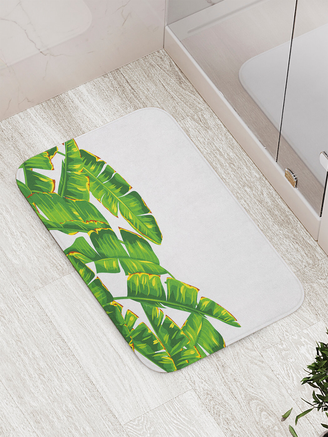 Коврик для ванной комнаты и туалета противоскользящий "Листья банана" 52х77 см, JoyArty