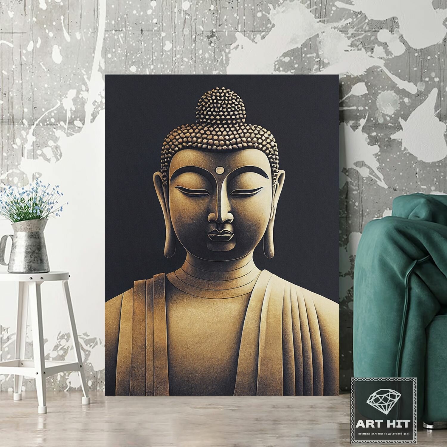 Многоликий Будда, картина интерьерная, 60х80 см.